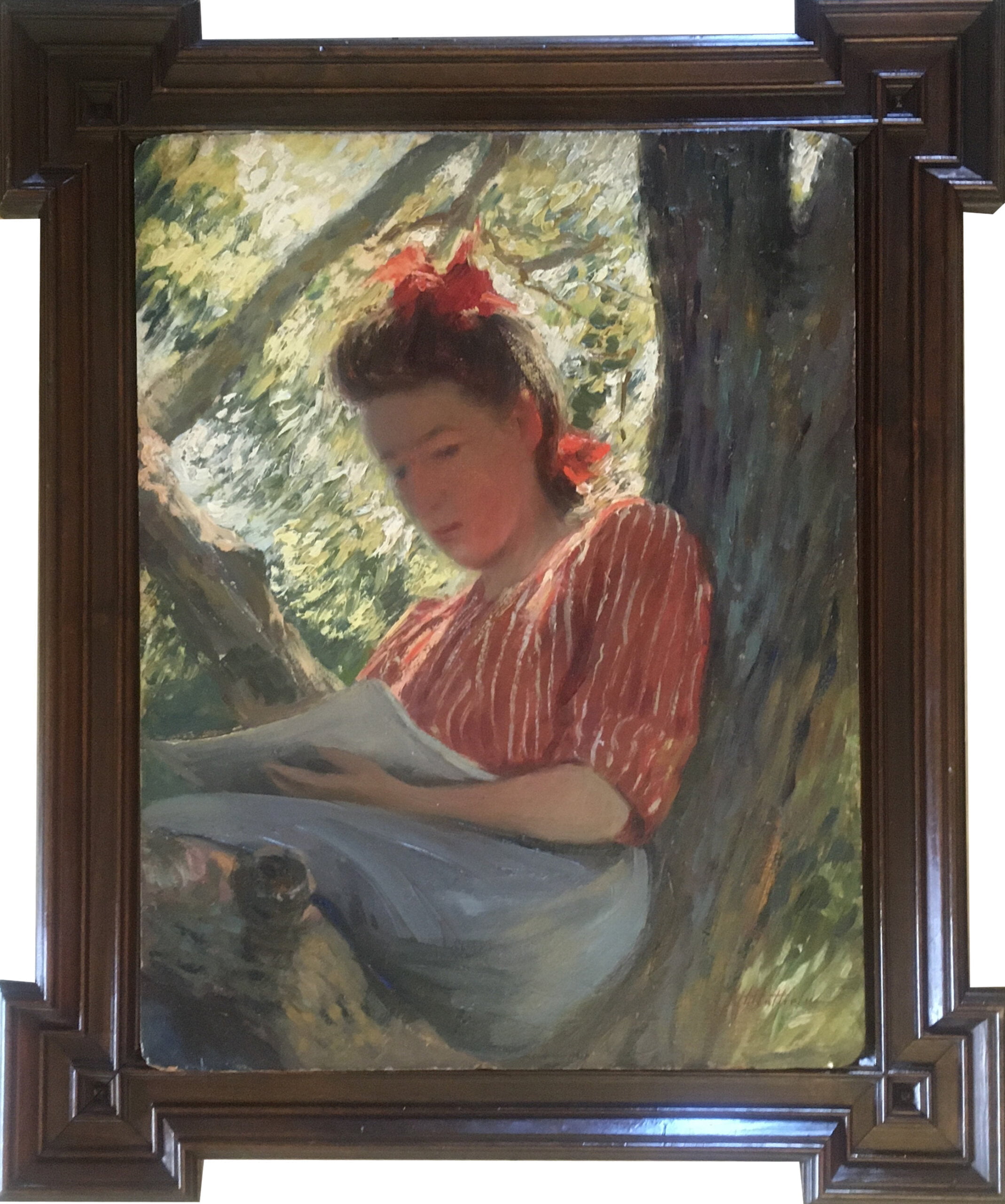 Joseph Henry Hatfield [1863-1928] American artist : Reading in a tree ...