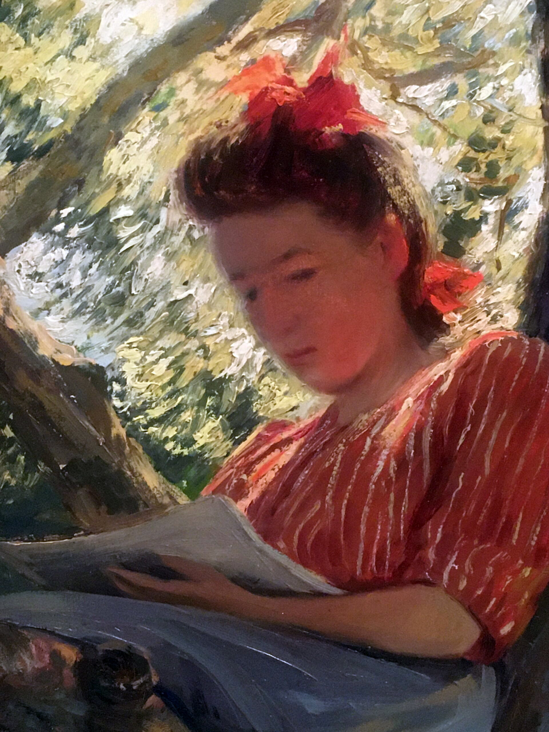 Joseph Henry Hatfield [1863-1928] American artist : Reading in a tree ...